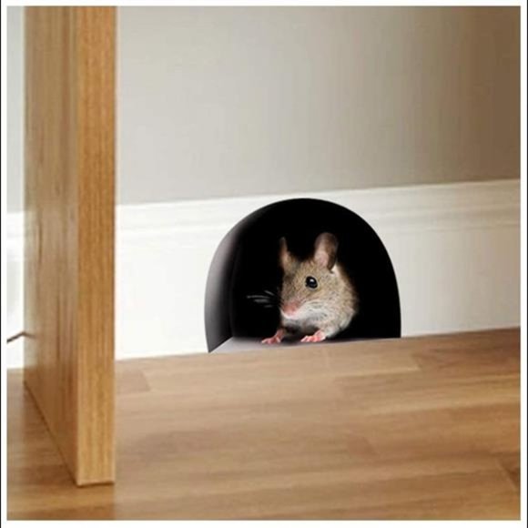 Other | 3d Wall Stickersrealistic Mousehole Wall Mouse In A Hole Wall ...